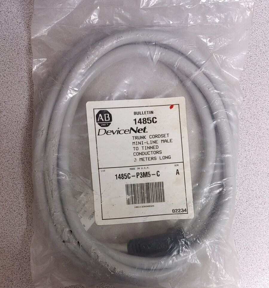 1485C-P3M5-C SERIES A TRUNK CORDSET MINI-LINE MALE-TINNED CONDUCTOR 3m ...