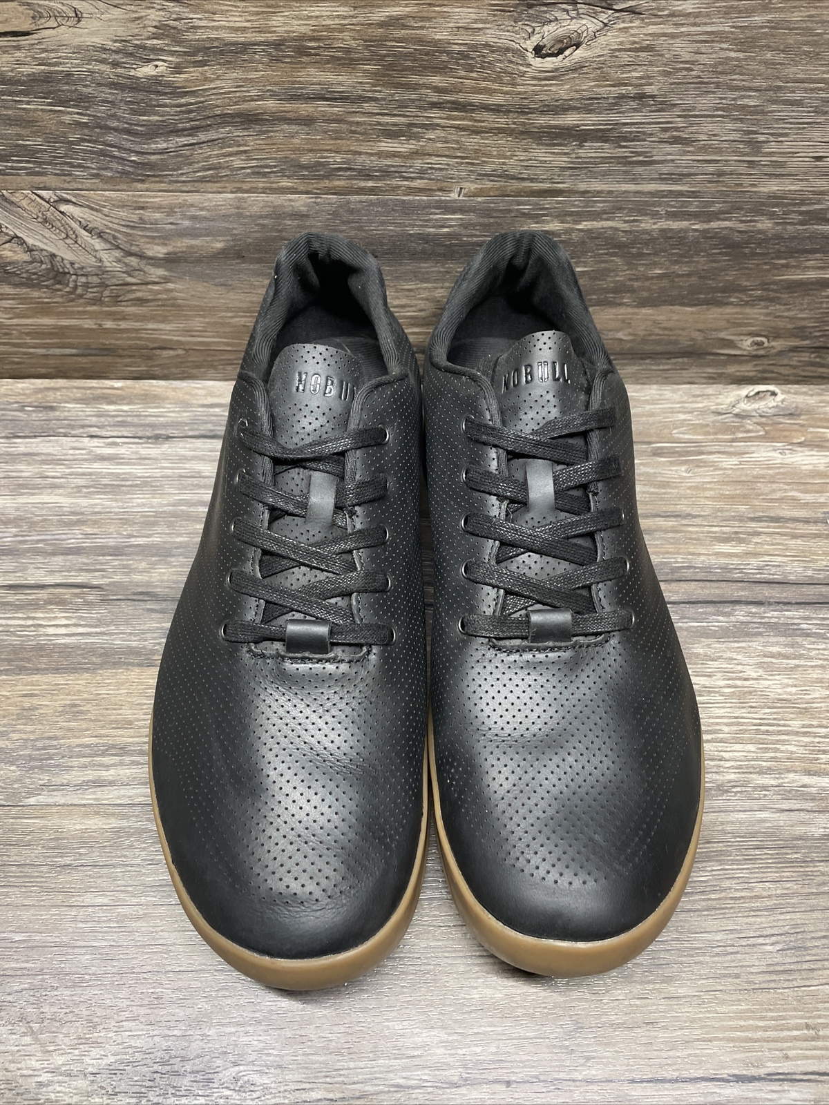NOBULL LEATHER TRAINER SHOES Black Perforated Size Me… - Gem