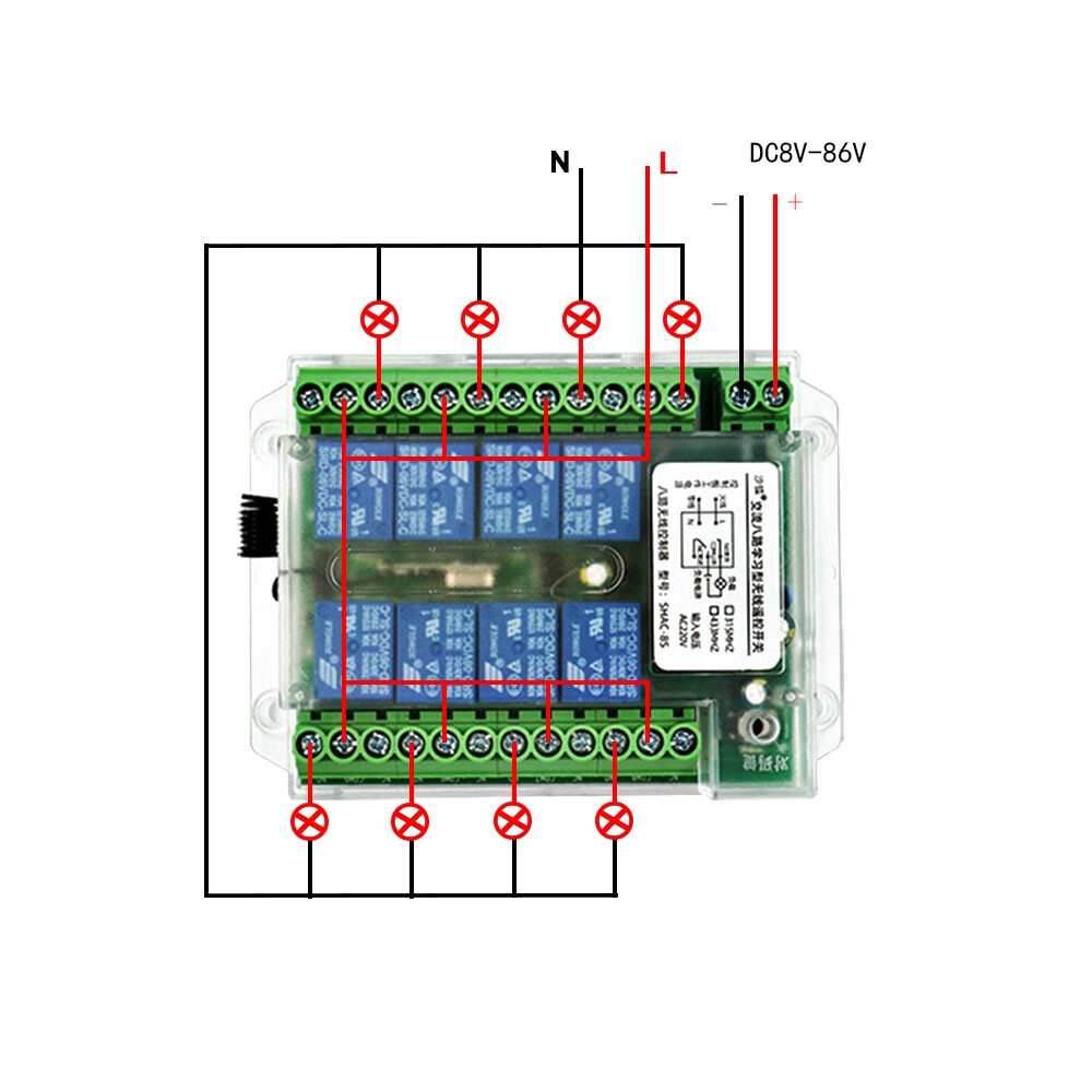 12-24V Wireless RF Remote Control Relay Module Switch Receiver 8 ...