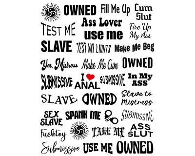 31 Mistress Domme Slave Temporary Tattoos Kinky Sex BDSM Dominatrix Sub ...