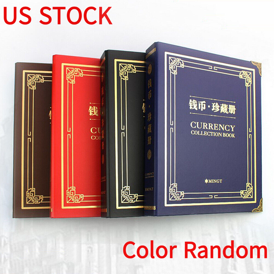 US 300pcs Currency Page Paper Money Album Book Collection Storage Sheet ...