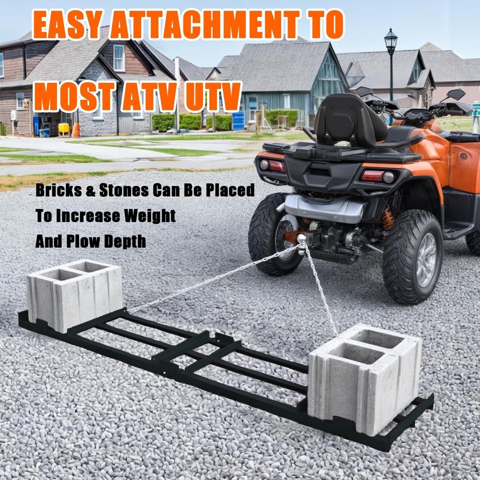 4 / 6 / 8 FT Drag Harrow Driveway Grader Rake Lawn Leveling Tool Tow ...