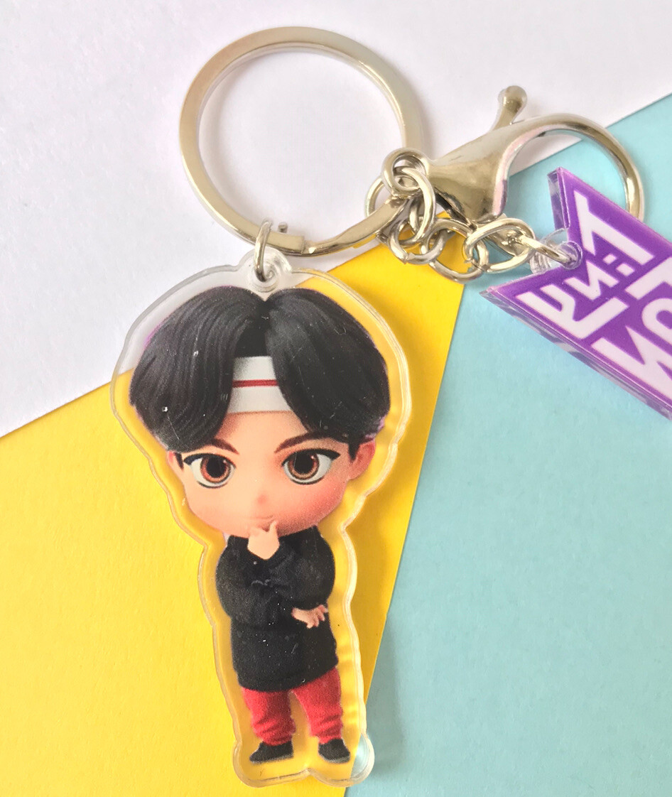BT Bangtan Boys KPOP Anime Chibi Acrylic JIN Tiny TAN Key Ring Pendant ...