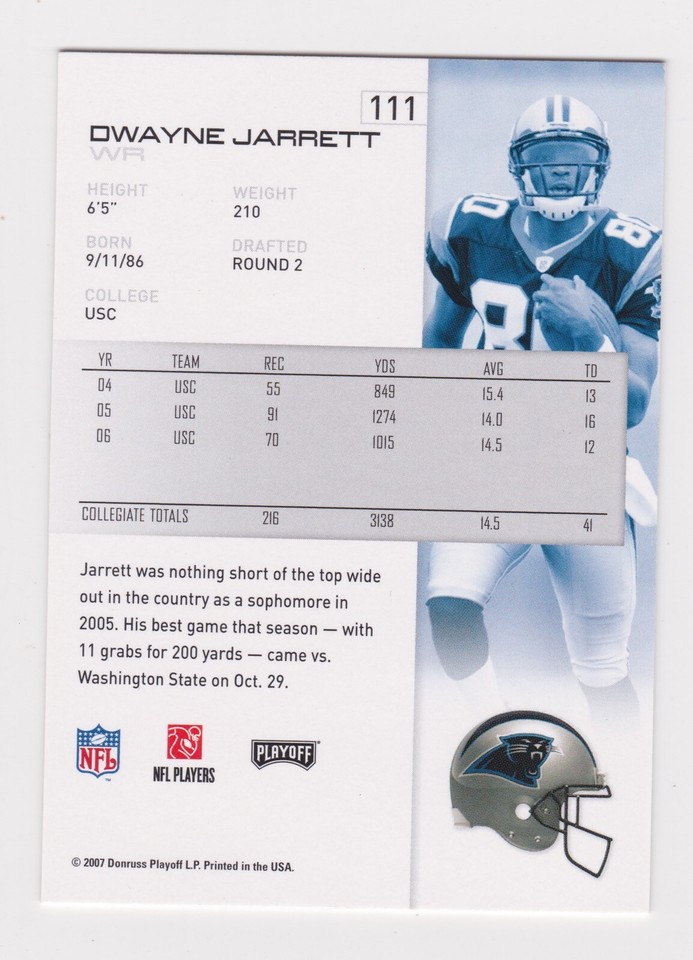 2007 Playoff NFL Playoffs RED Proof RC Rookie #111 Dwayne Jarrett ...