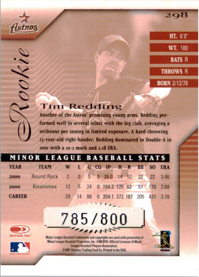 2001 Donruss Signature #298 Tim Redding /800 - NM-MT | eBay