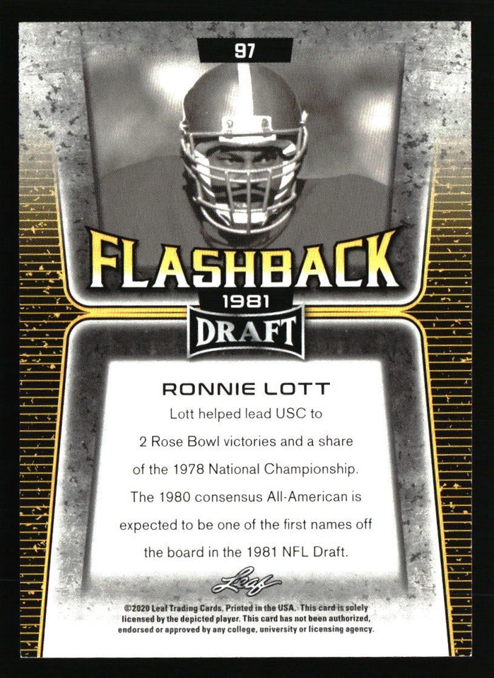 Ronnie Lott 2020 Leaf Draft #97 FOOTBALL Card | eBay