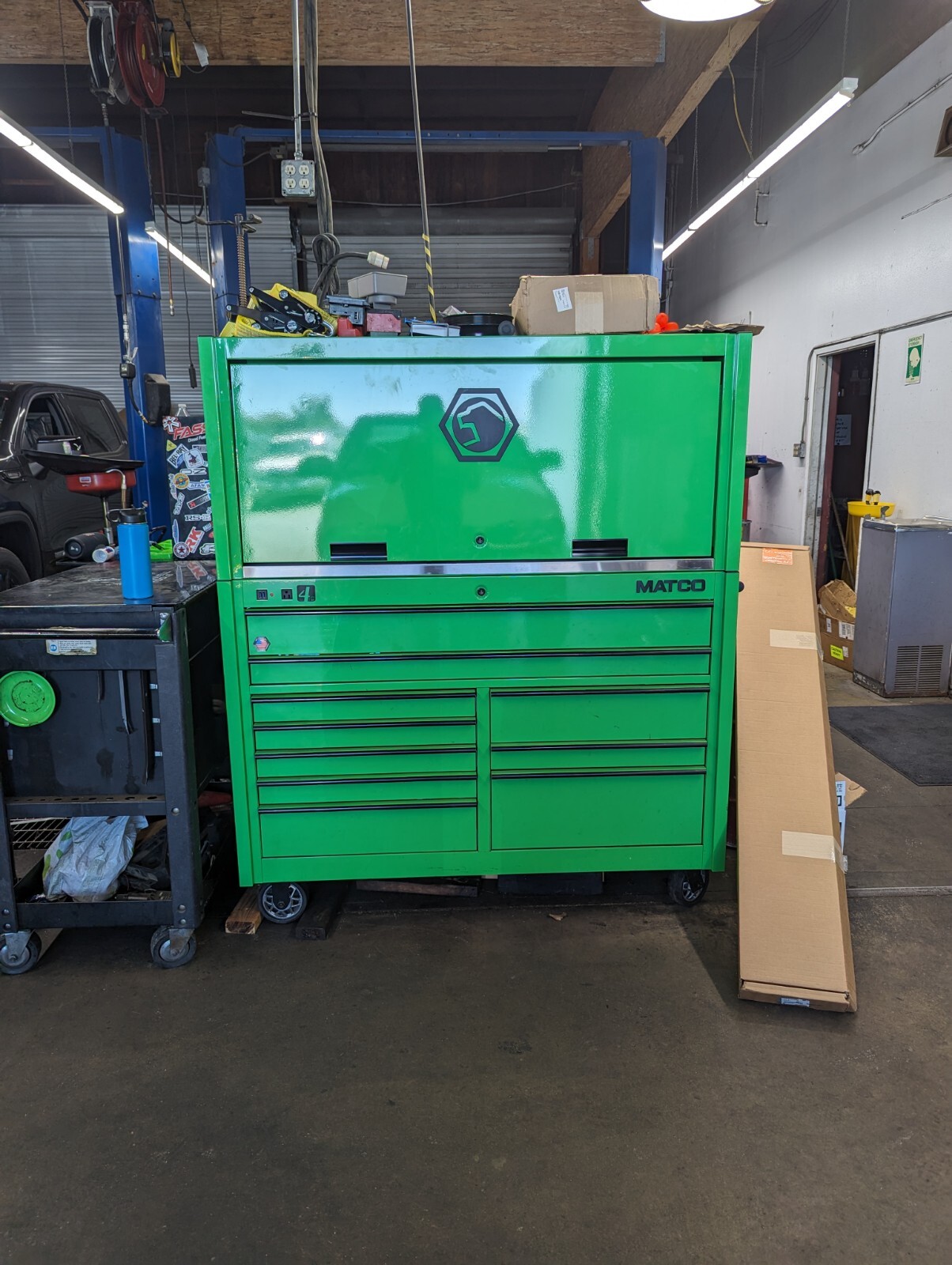 Matco tool box 4S with Top Hutch. Green In Good Condition | eBay