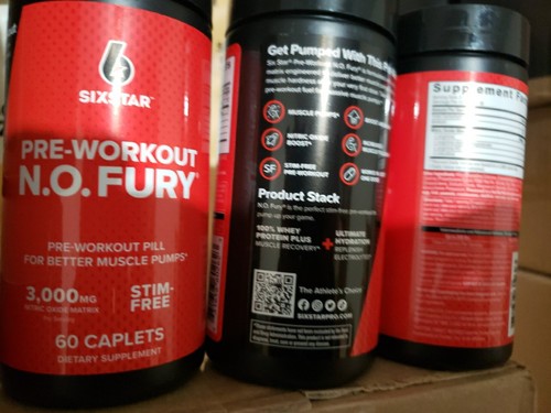 12 Six Star Nitric Oxide FURY 60 Pre-workout Pills Stim-free Better ...