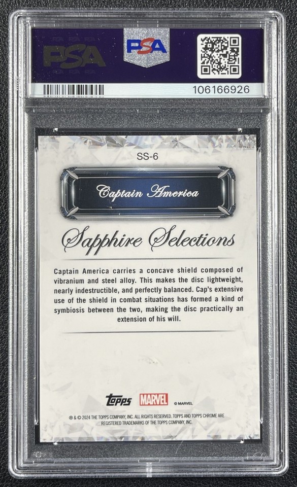 CAPTAIN AMERICA PSA 10 2024 TOPPS CHROME MARVEL SAPPHIRE PURPLE ...