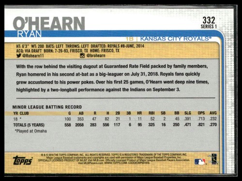 2019 Topps Utz #99 Ryan O'Hearn | eBay