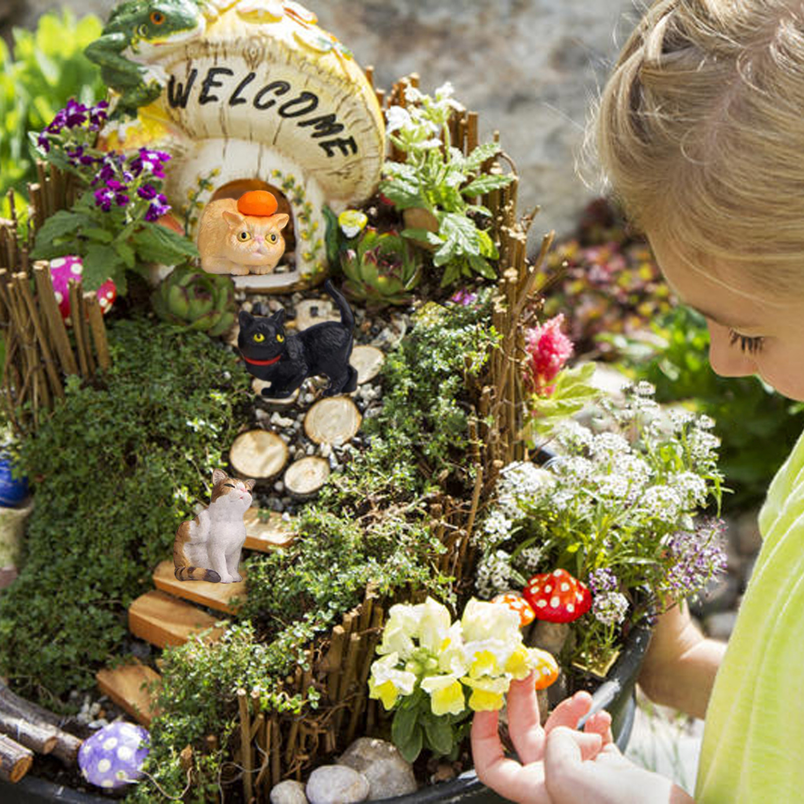 Mini Cat Statue Series 10pcs Playing Cats Ornaments Figurines Car ...