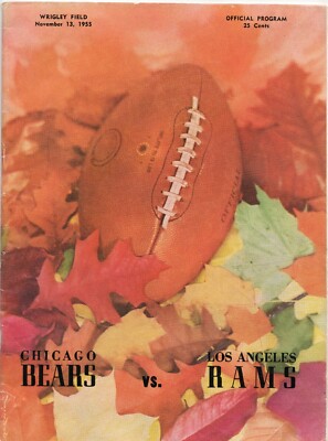1955 NFL Football Program Los Angeles Rams vs Chicago Bears Wrigley ...