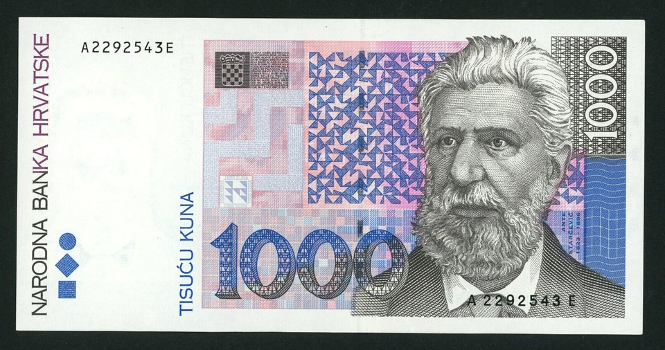 🔴CROATIA 1000 Kuna 1993 UNC P35a A2292543E🔴Highest denomination! | eBay