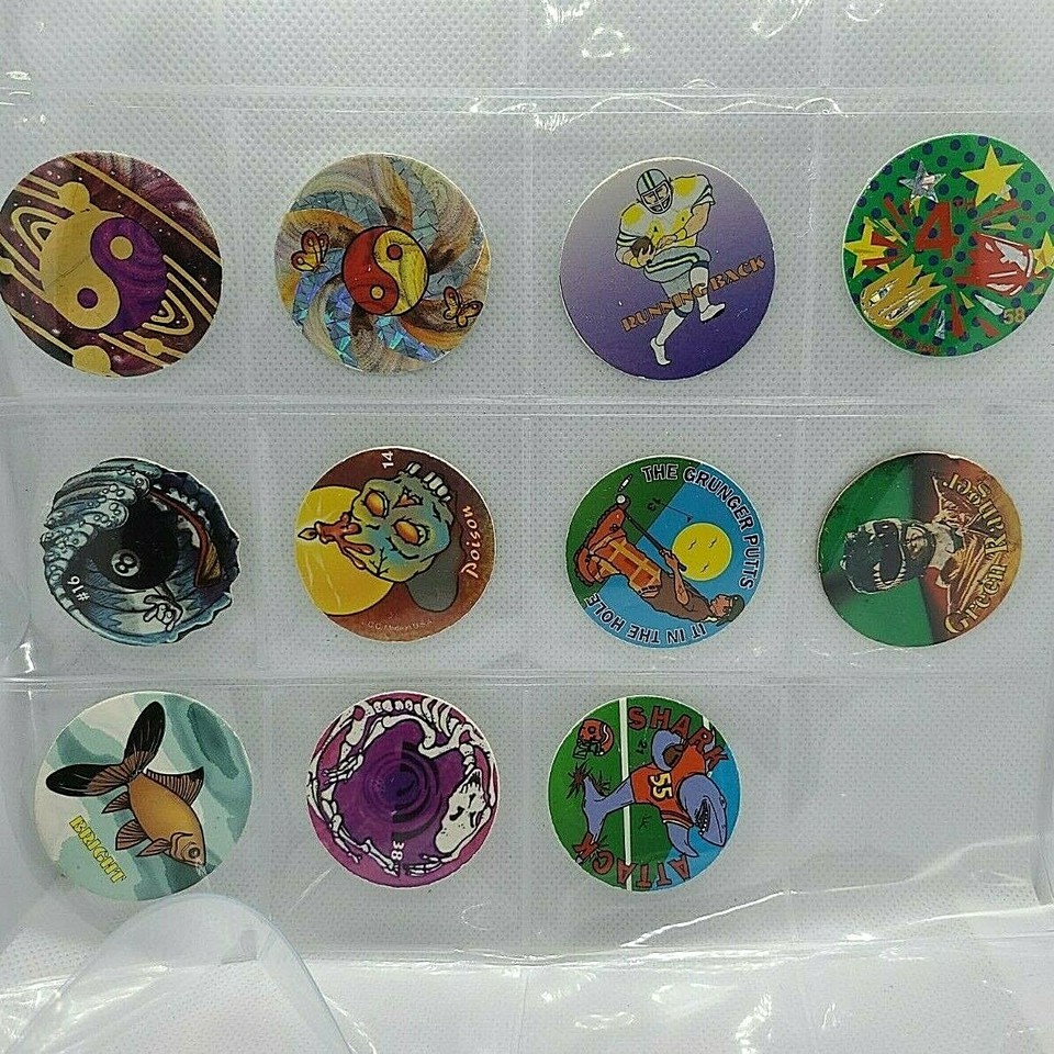 11 Pogs Various Themes 1 vintage power ranger poison running back shark ...
