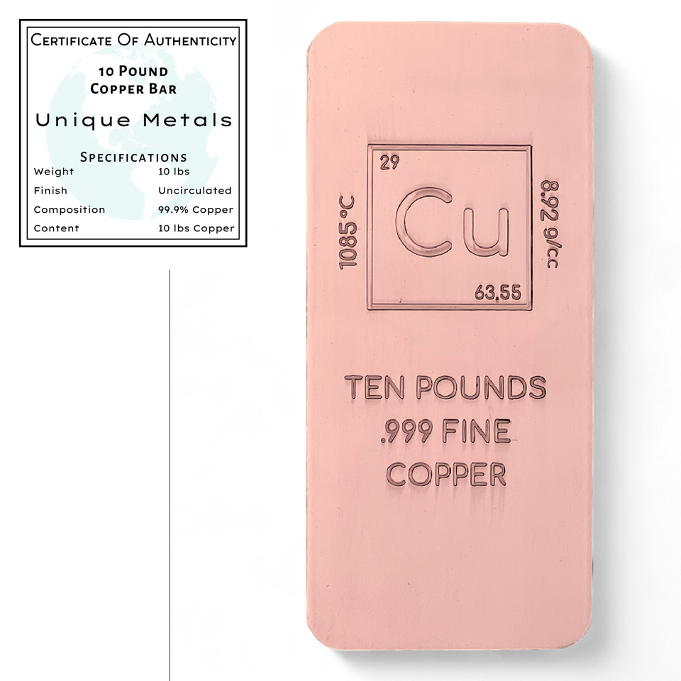 10 Pound Lb 160 Oz Polished Copper Bar 999 Fine Bullion Ingot Unique 10-pound-lb-160-oz-polished-copper-bar-999-fine-bullion-ingot-unique