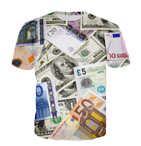 New Funny Dollars Money Women Men Casual T-Shirt 3D Print Short Sleeve ...
