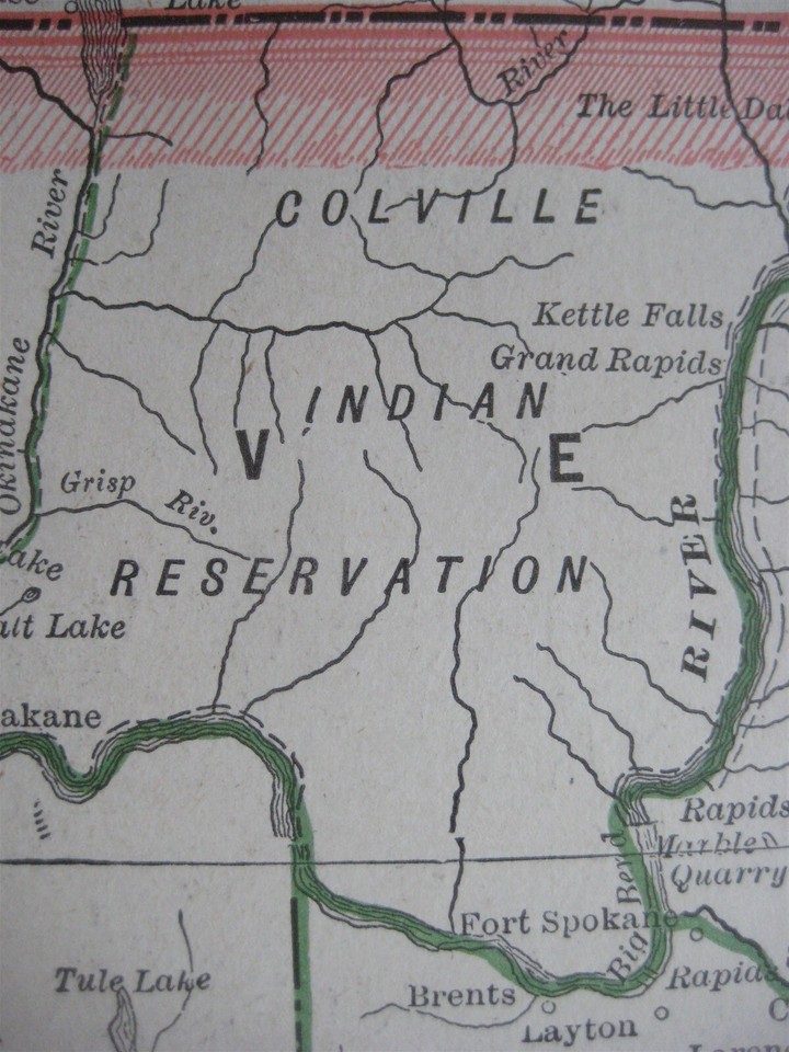 Original 1884 Map WASHINGTON TERRITORY Moses Reservation Olympia ...