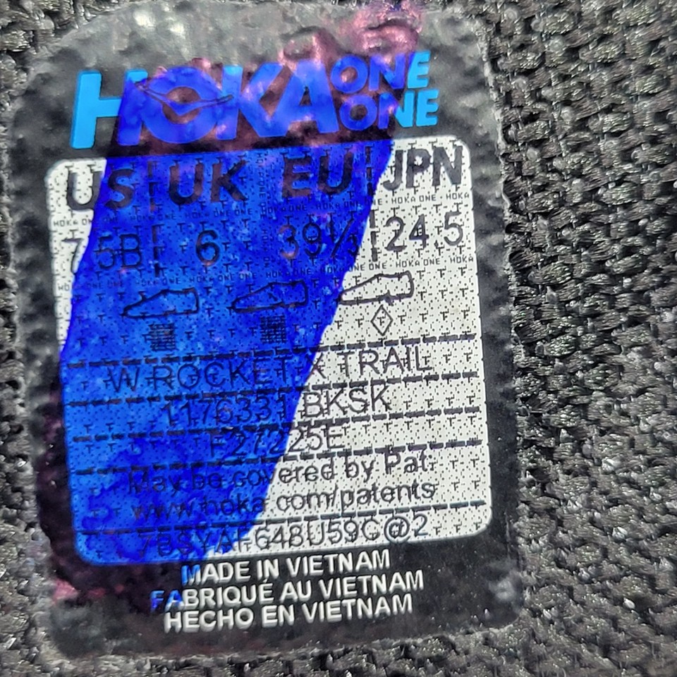 Hoka Rocket X Trail Women's Size 7.5B Black Skyward Blue Running Shoes ...