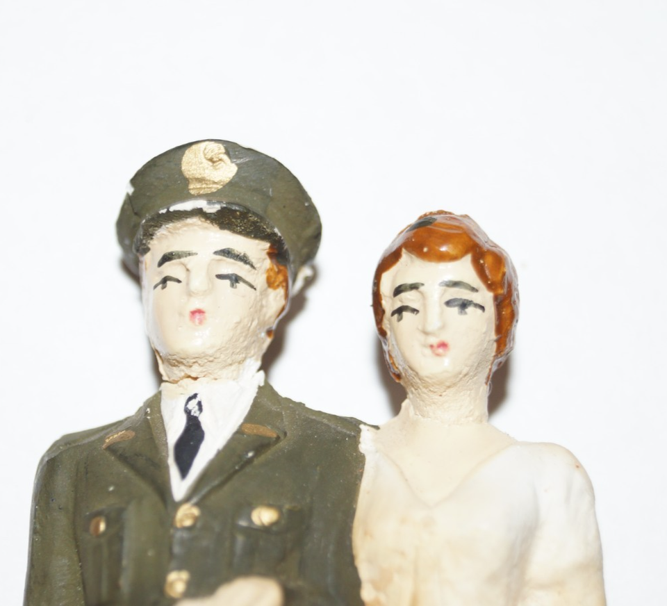 Vintage WW2 US Army Military Wedding Cake Topper 1940’s Bride And Groom ...