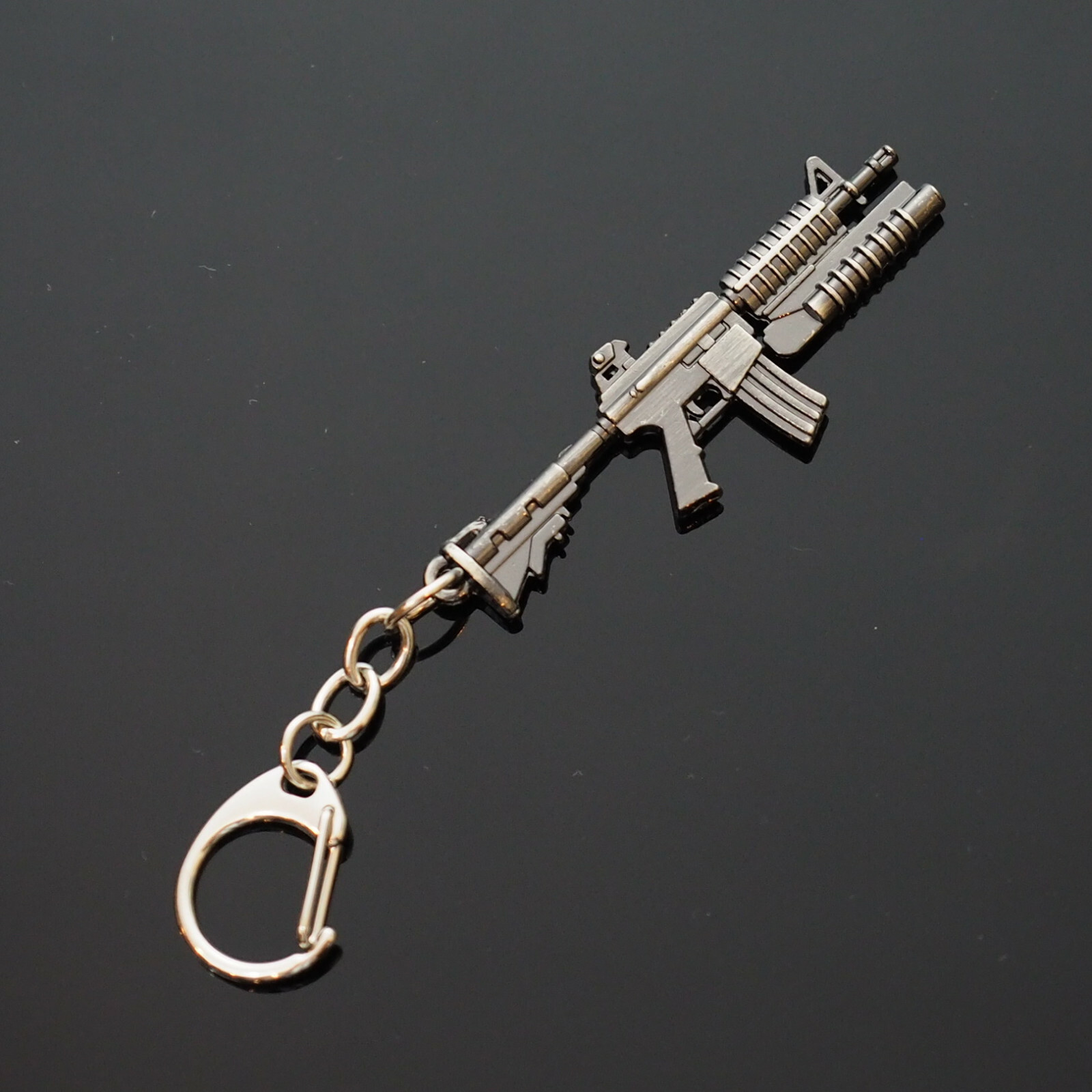 Black M16 Keychain Rifle Machine Gun Model Metal Keyring Key Ring Chain ...