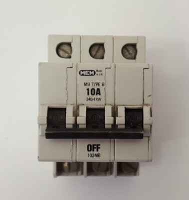 MEM 10 AMP TRIPLE POLE MCB 103MB B TYPE MEMSHIELD 1 M9 (MEM22) | eBay UK