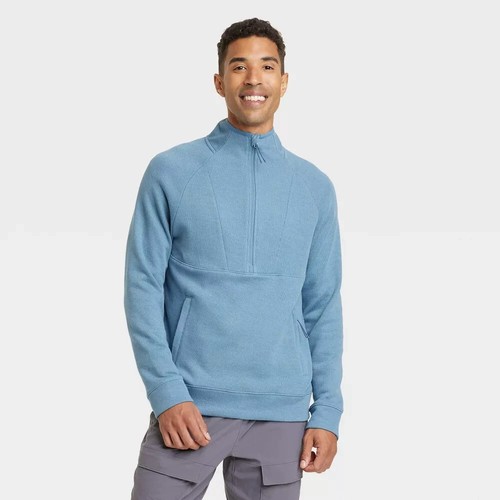 NEW All In Motion Men's Size M Half Zip Sweater Fleece Blue | eBay