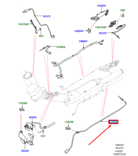 LR RANGE ROVER EVOQUE L538 Exhaust Gas Temperature Sensor LR071698 NEW ...