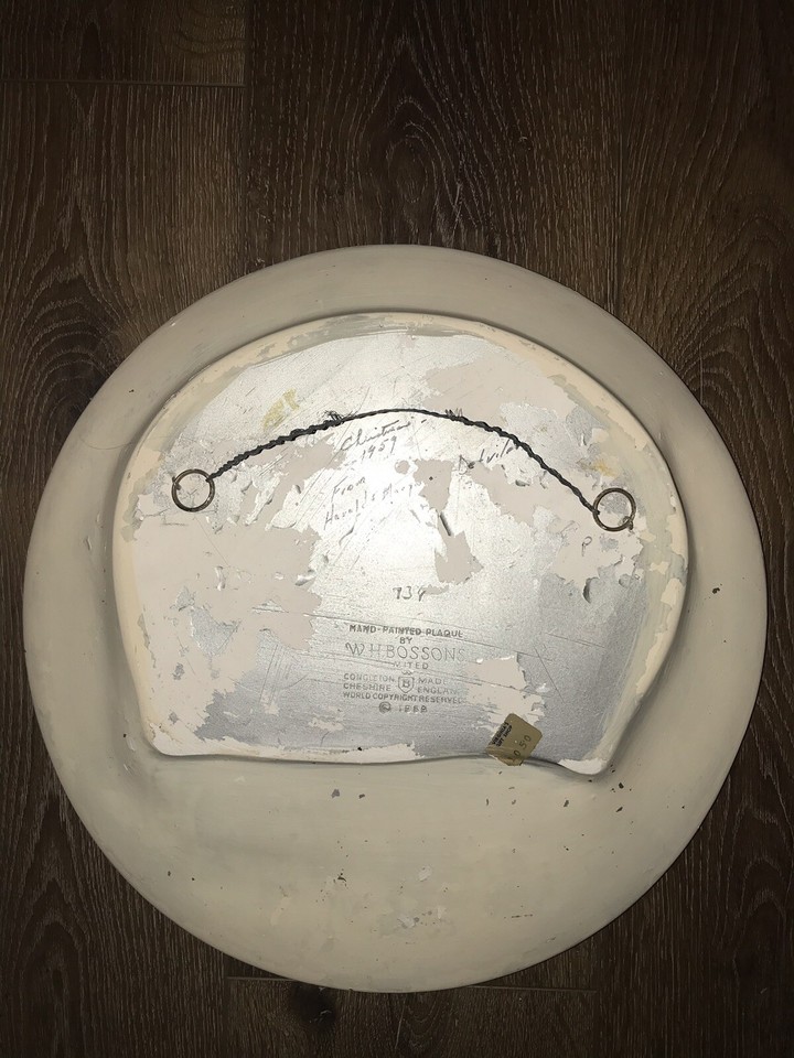 W.H. BOSSONS Hand-Painted Chalkware Plaque 1959 England Congleton ...