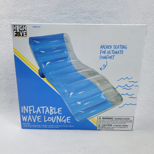 High Five Pool Float Blue Inflatable Wave Lounge 60in x 28.98in x 22 ...