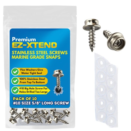 Stainless Steel Screws Marine Grade Boat Cover Snaps 5/8" #10 Big Hole ...