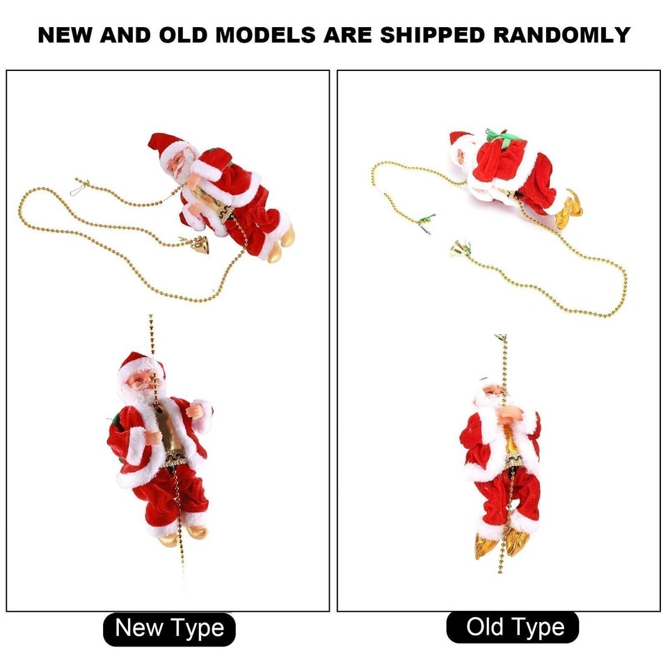Electric Climbing Santa Claus On Beads Chain Moving Figure Hanging Xmas ...