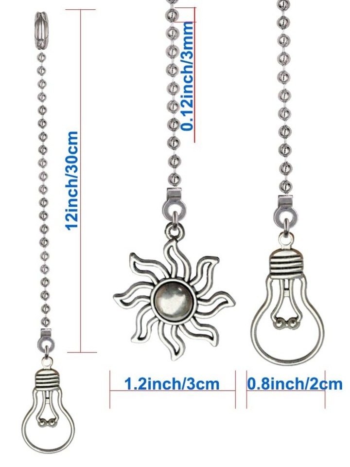 Aiyonoyia 4 Pack Ceiling Fan Pull Chain, 12 Inch Pull Chains Extension ...