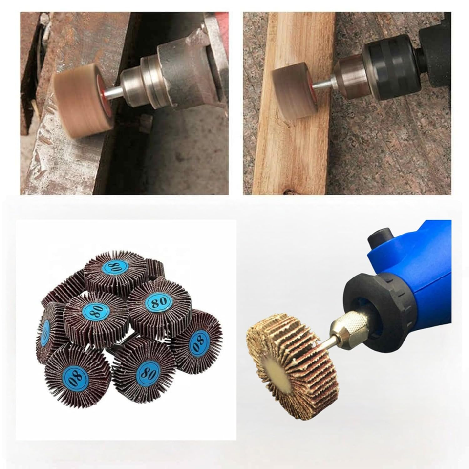 15 Pcs Flap Wheel Grinding Heads, 80 Grit, Suitable for Rotary Tools ...