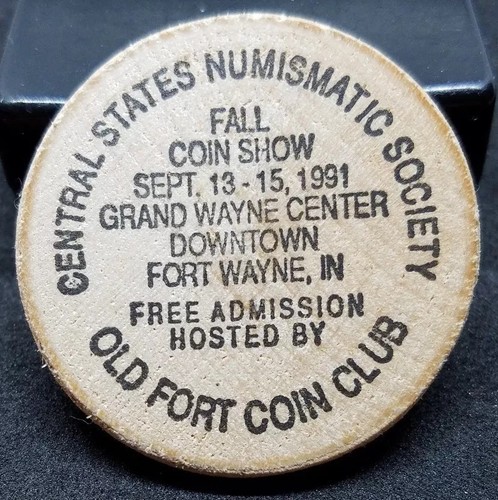 Wooden Nickel Central States Numismatic Society 1991 Fall Coin Show red ...