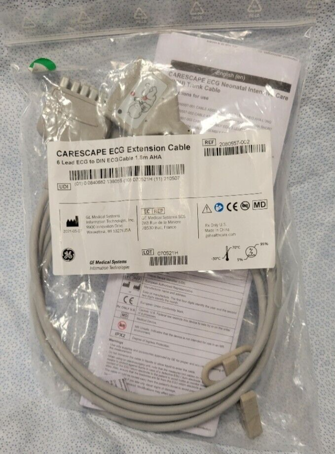 GE Medical Systems CARESCAPE ECG Extension Cable, 6 Lead to DIN, AHA, 1 ...