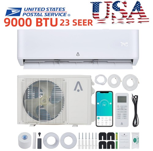 9000 BTU Mini Split Air Conditioner & Heater 23 SEER2 Wall Mount AC ...