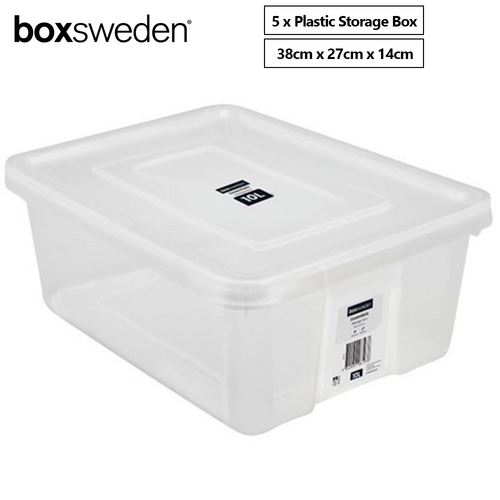 5 x Plastic Storage Box 10L Home Kitchen Fridge Pantry Organiser ...