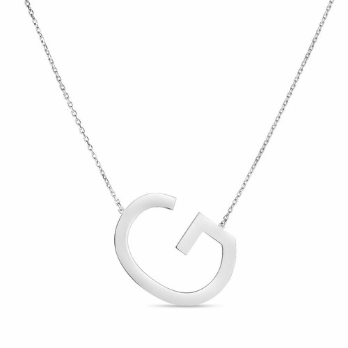 Adjustable Large Block Letter Initial G Chain Necklace Sterling Silver ...
