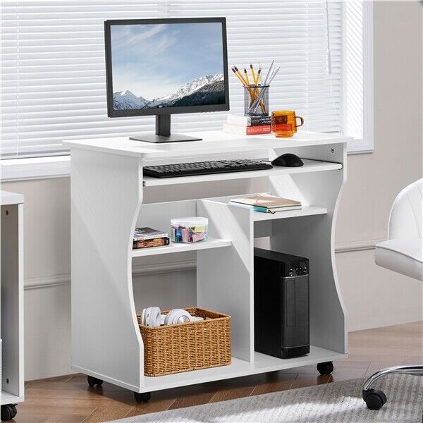 Space Saving Computer Desk PC Table w/ Wheels Study Table for Home ...
