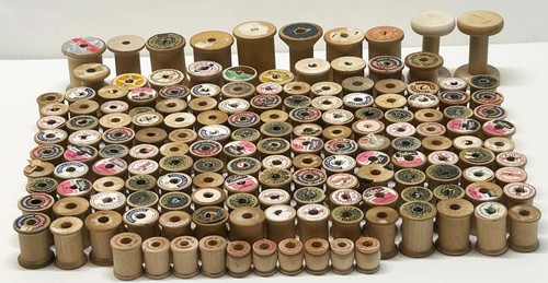 Lot of 165 Vintage Empty Wooden Sewing Thread Spools Various Brands ...