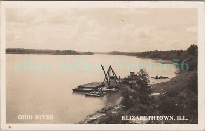 Elizabethtown IL - BARGE CRANE ON OHIO RIVER - RPPC Postcard | eBay