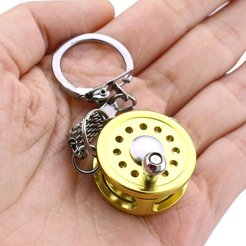1Pcs Alloy Fishing Reel Drum Pendant Keychain Key Wheel Outdoor Fishing ...