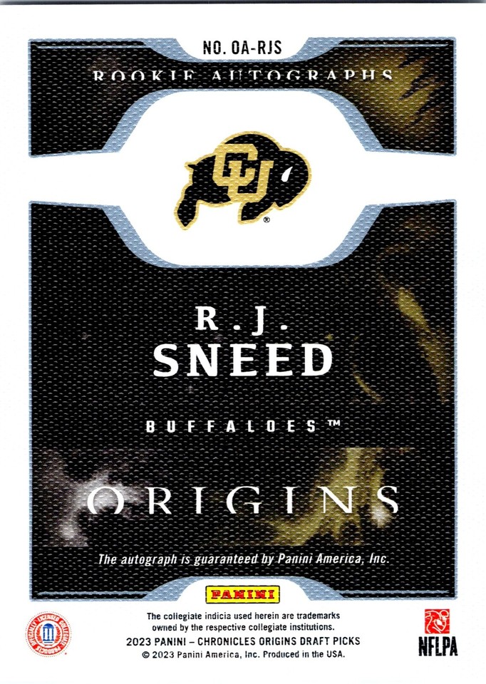 RJ Sneed 2023 Chronicles Draft Picks Origins RC AUTO #D /49 | eBay