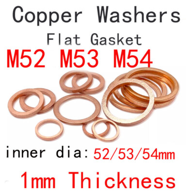 1mm Thickness M52 M53 M54 Copper Flat Gasket Round Washers Sealing ...