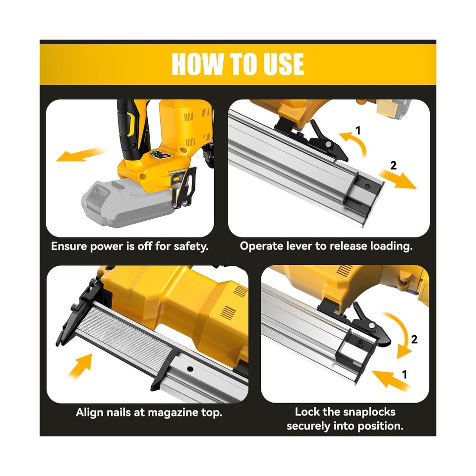 Cordless 18GA Brad Nailer for Dewalt 20V Max, 18 Gauge Nail Gun with ...