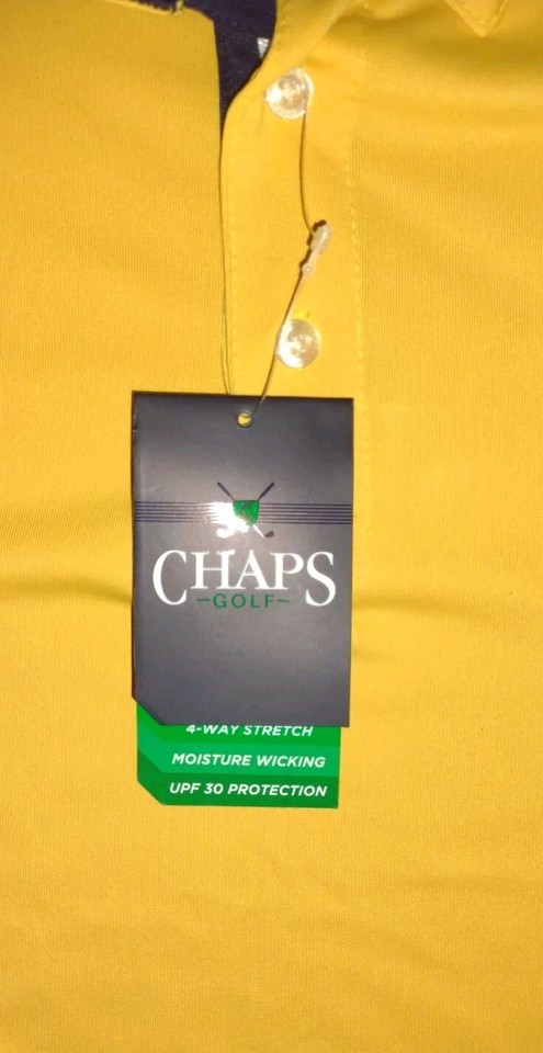 CHAPS MEN'S LONG SLEEVE ATHLETIC GOLD GOLF SHIRT, SIZE 2XL NWT | eBay