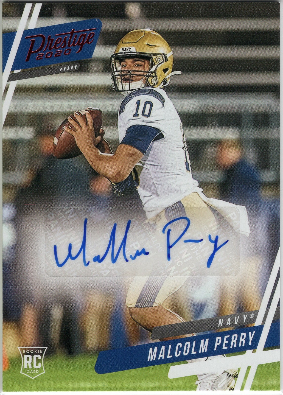 2020 CHRONICLES DRAFT FOOTBALL AUTO MALCOLM PERRY RC PRESTIGE RED NAVY ...