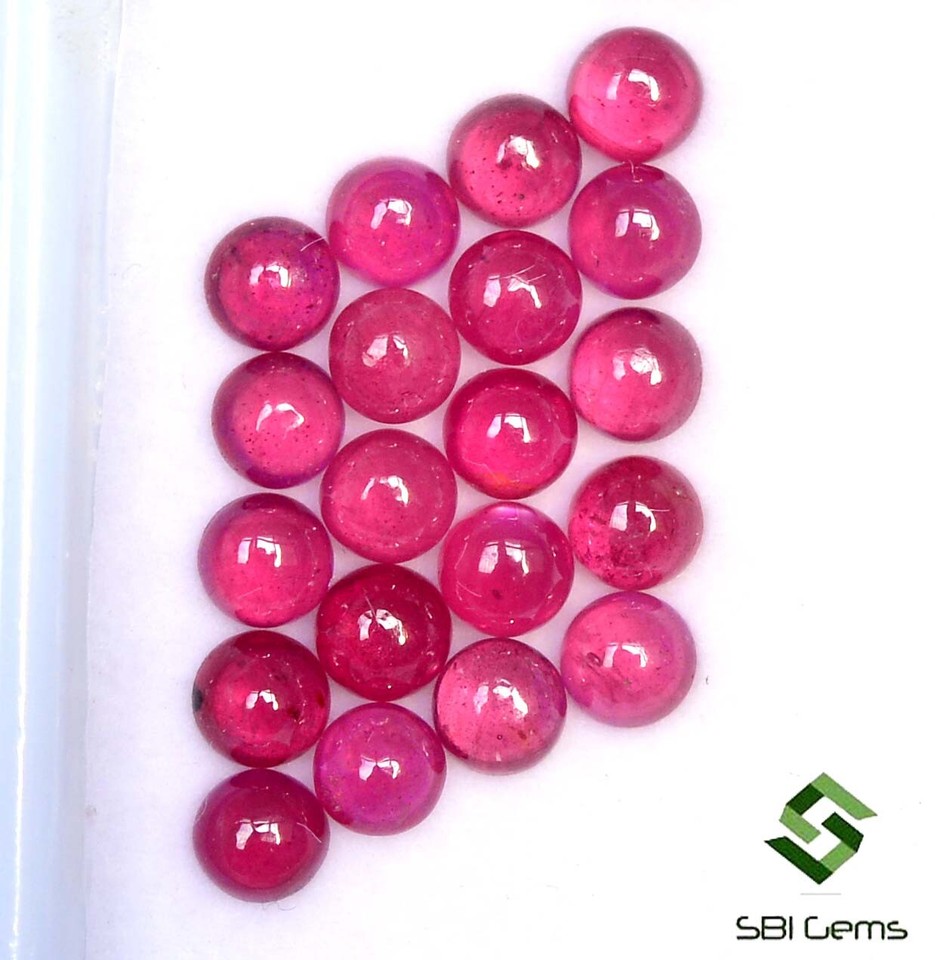 4 mm Natural Ruby Round Cabochon Lot 20 Pcs 9.28 CTS Calibrated Loose ...