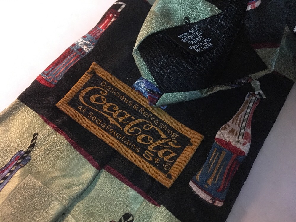 Coca Cola Silk Necktie Coca Cola Soda Bottles Straw and Logo 57x4 ...