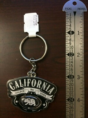 California The Golden State Key Chain Revolving CA Republic Bear Swivel ...